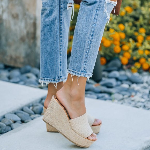 Soda | Shoes | New Natural Jute Raffia Open Toe Platform Wedge High ...